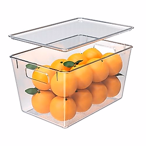 YAN & HIN 10pcs/ Set Clear Large Storage Bins with Lids, Versatile Pantry Storage Solution - Transparent, Stackable, and Durable for Organized Home and Office (11 "L x 7.5" W x 6 "H)