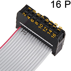 Heyiarbeit 2pcs IDC 16 Pin Connector Gray Wire Flat Ribbon Cable Connector Length 30cm 2.54mm Pitch