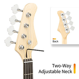 Ktaxon Electric Bass Guitar, Full-Size 4 Strings Beginner & Professional Guitar Kit, Basswood Electric Guitars with Bag, Shoulder Strap, Wrench Tool (Brown Sunburst)