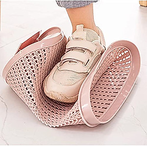 UWEL Hollow Trash Can Waste Bin with Built-in Trash Bag Storage Box Creative Wastebasket Garbage Bin Storage Basket Home Living Room Bedroom Kitchen Waste Debris Storage Garbage Bin Basket (Pink)