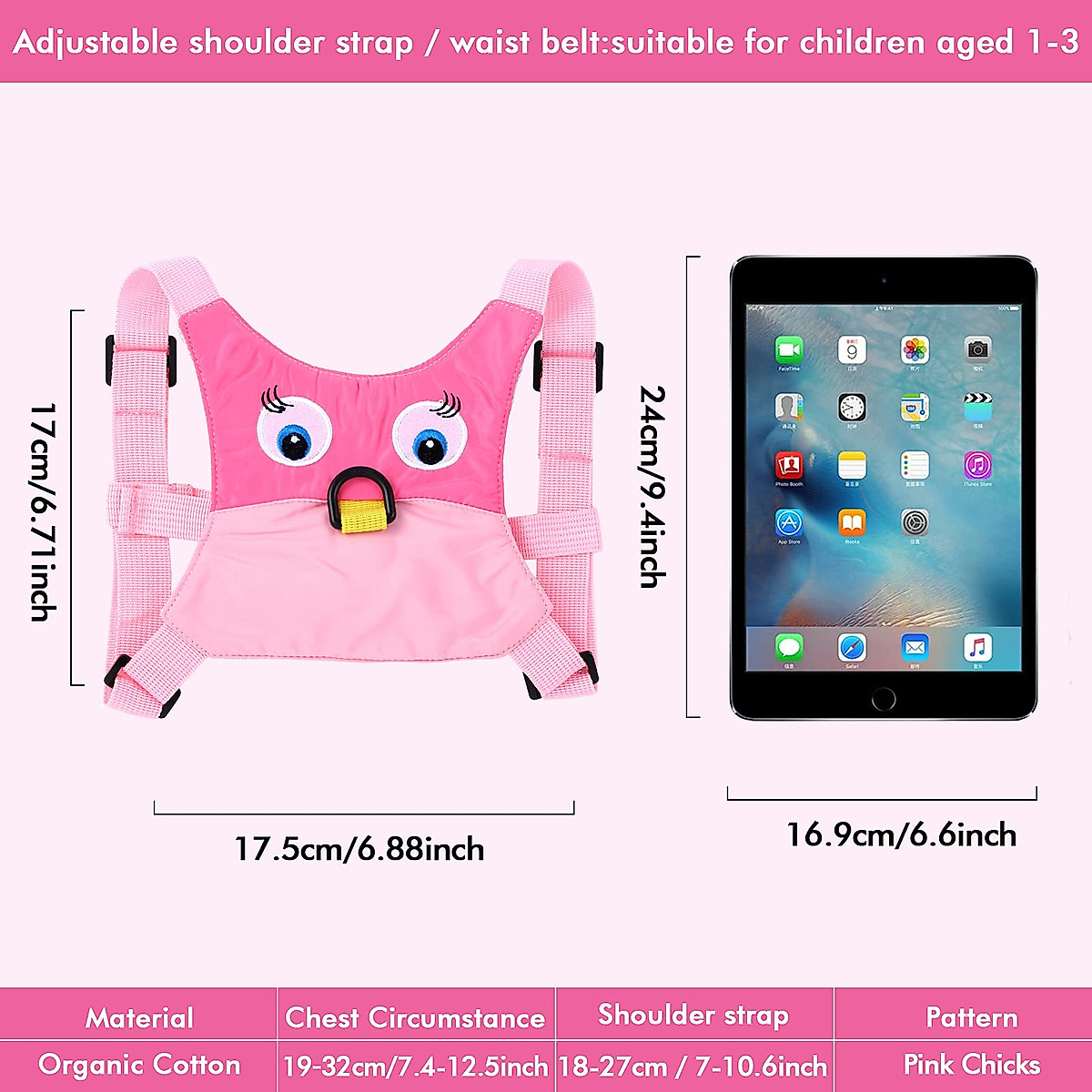 Baby Anti Lost Safety Walking Harness Toddler Safety Leash for Babies and Kids Boys and Girls - Pink