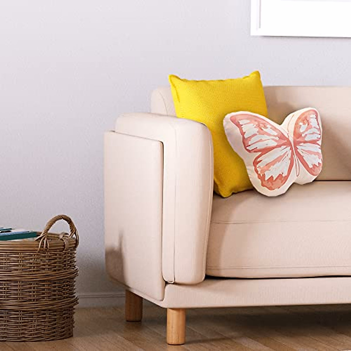 June Garden Decorative Plush Soft Cushion Butterfly Throw Pillow - 16 x 12 Inches - Pink