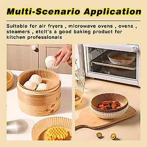 DOTTI VEN Air Fryer Disposable Parchment Paper Liner: 6.3 or 7.9 Inch 100PCS Round Unbleached Silicone Paper for 4QT to 10QT Airfryer Toaster Oven Basket (6.3Inch（100PCS）), Primary color