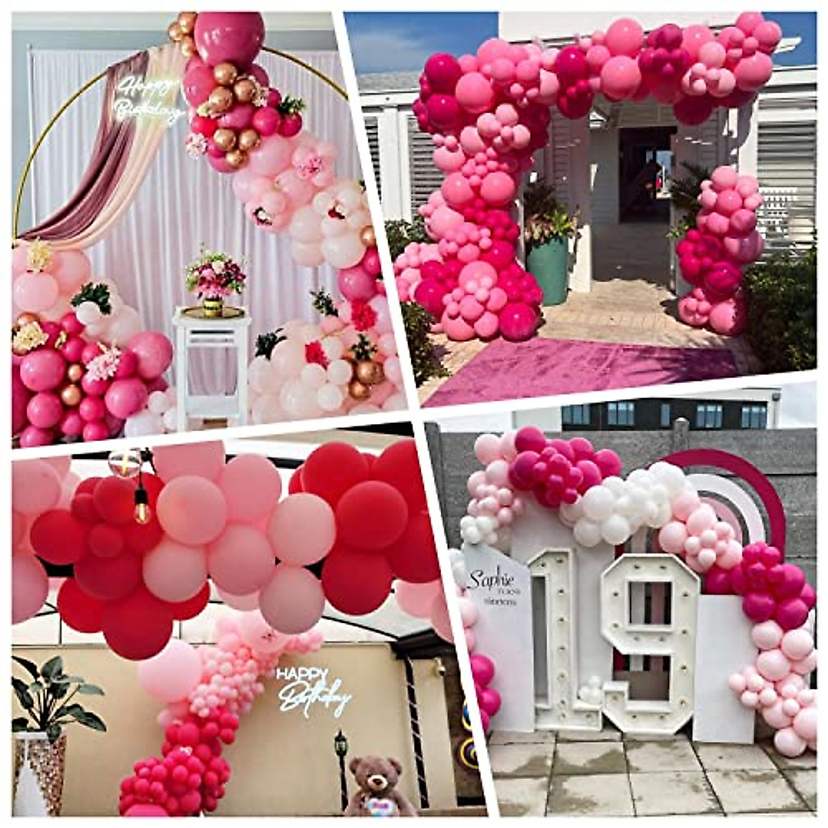 157pcs Pink Balloon Arch Garland Kit, Hot Pink Rose Red Chrome Balloons for Girls Birthday Princess Theme Bridal Baby Shower Wedding Background Decorations