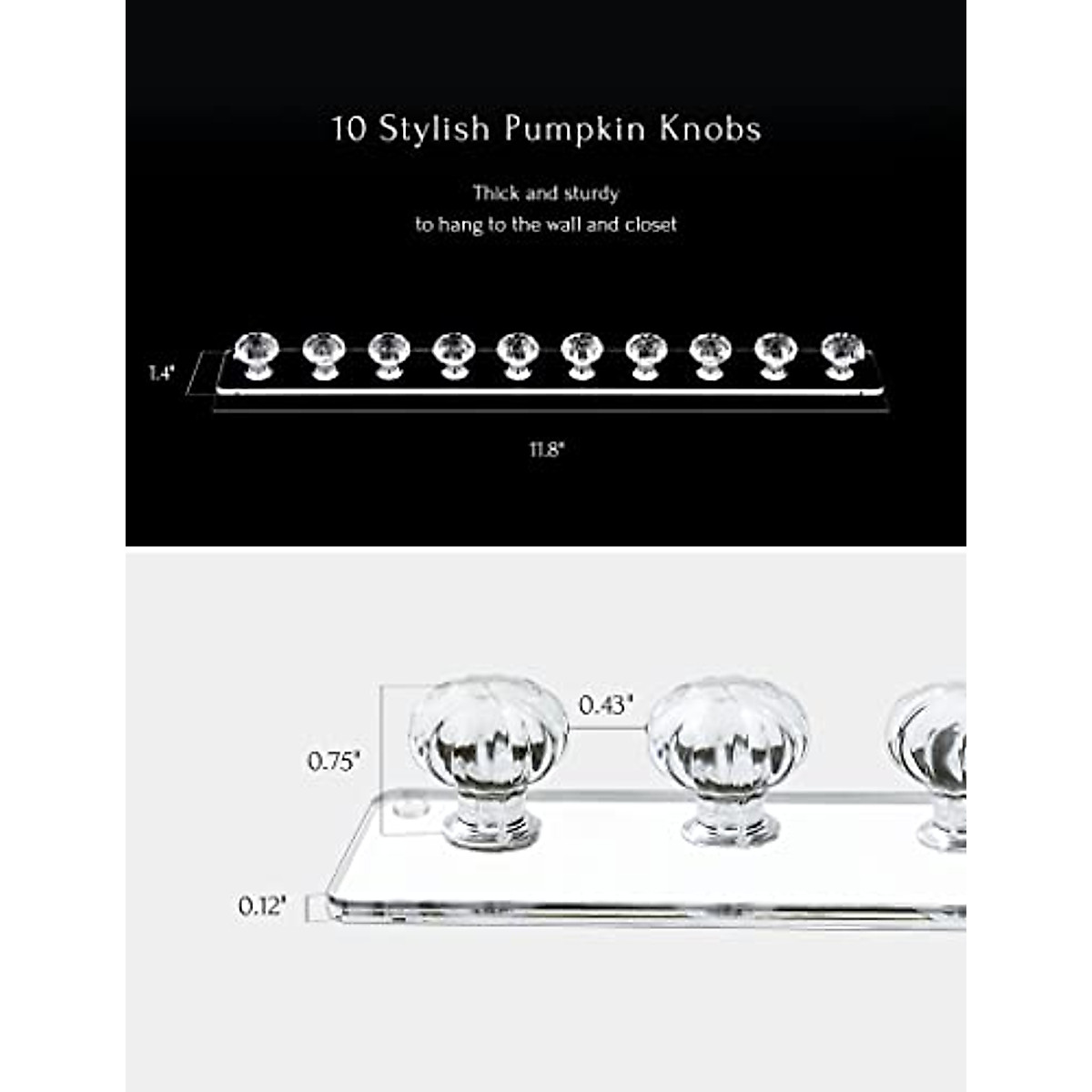 Zreal Necklace Holder, Acrylic Necklace Hanger, Wall Jewelry Organizer with 10 Jewelry Hooks in Seashell Shape (2-pack Clear)