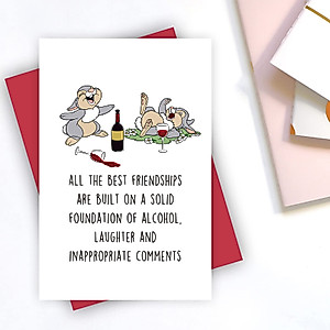 Alzombi Funny Birthday Card for Bestie Friend Female, Humor Friendship Card, Cute Bday Card for Girl Friends