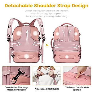 LOVEVOOK Large Travel Backpack Women,40L Flight Approved Carry On Backpack Fits for 17.3inch Laptop,Anti-Theft Large Casual Daypack with 3 Packing Cubes, Pink