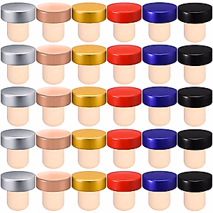 30 Pcs T Shaped Wine Stoppers Bottle Cork Plugs Reusable Wine Sealing Stopper Bulk for Wine Beer Glass Bottles Christmas Party DIY Craft Supplies (Gold, Silver, Rose Gold, Black, Blue, Red,30 Sets)