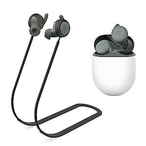 WOFRO Anti-Lost Strap for Google Pixel Buds A-Series Earbuds, Sports Soft Silicone Lanyard Accessories Compatible with Google Pixel Buds A-Series Wireless Earbuds Neck Rope Cord (Black)