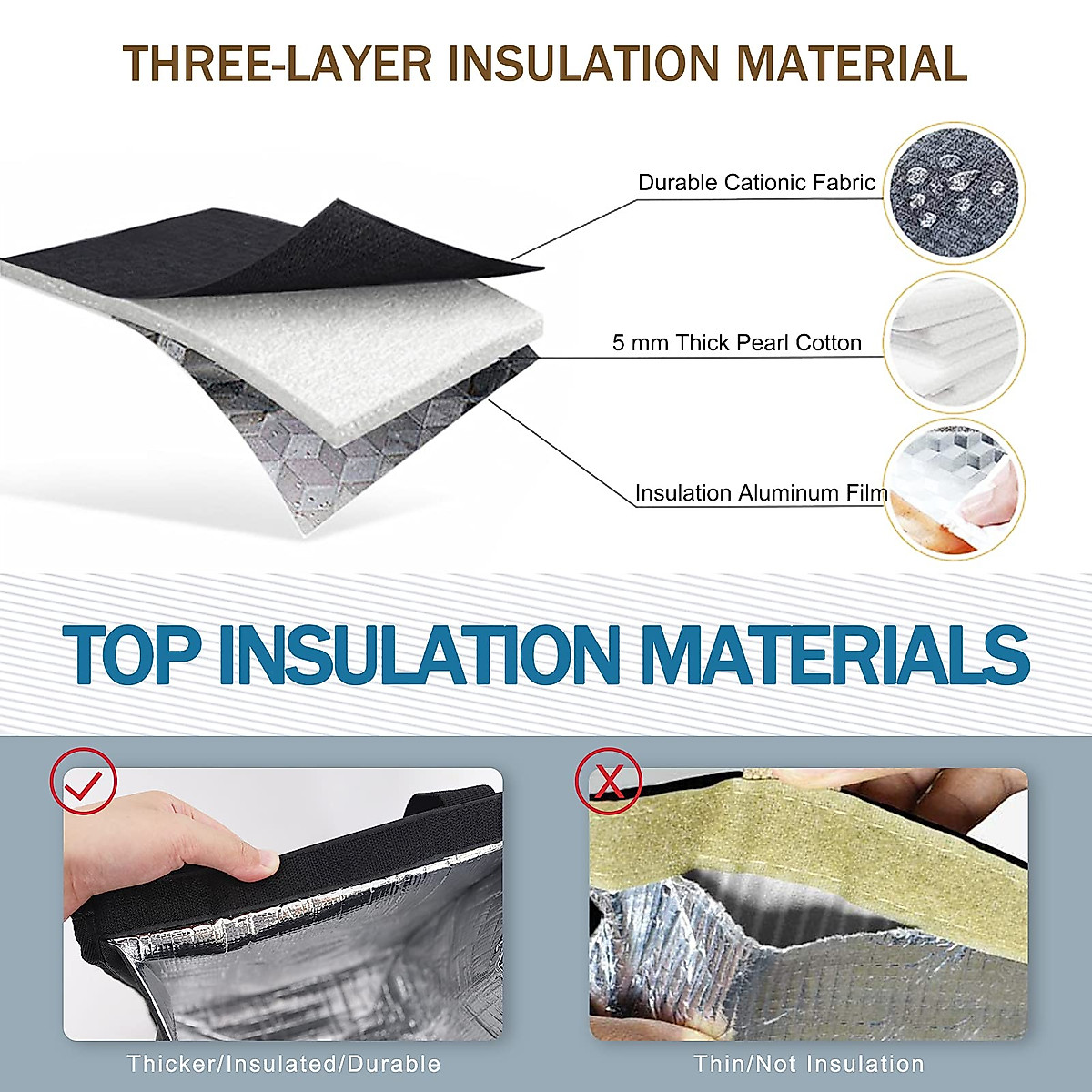 Femuar Lunch Bags for Women,Waterproof Reusable Lunch Tote with Internal Pocket，Black Lunch bag for Work/School/Travel/Picnic