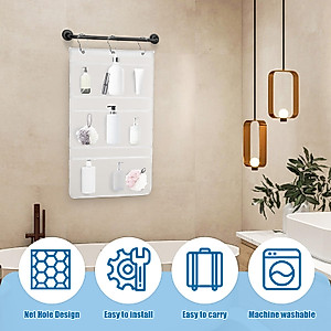 kaimenhong Mesh Hanging Caddy Organizer with 8 Pockets, Hanging Shower Organizer with Quick Drying Mesh, Shower Caddy or Bathroom Organizer to Hold Shampoo, Soap, Loofah, 25.5×14.5in (2 PCS)