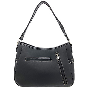 Horse Feather Tribal Embroidery Western Country Women Conceal Carry Hobo Purse (Black)