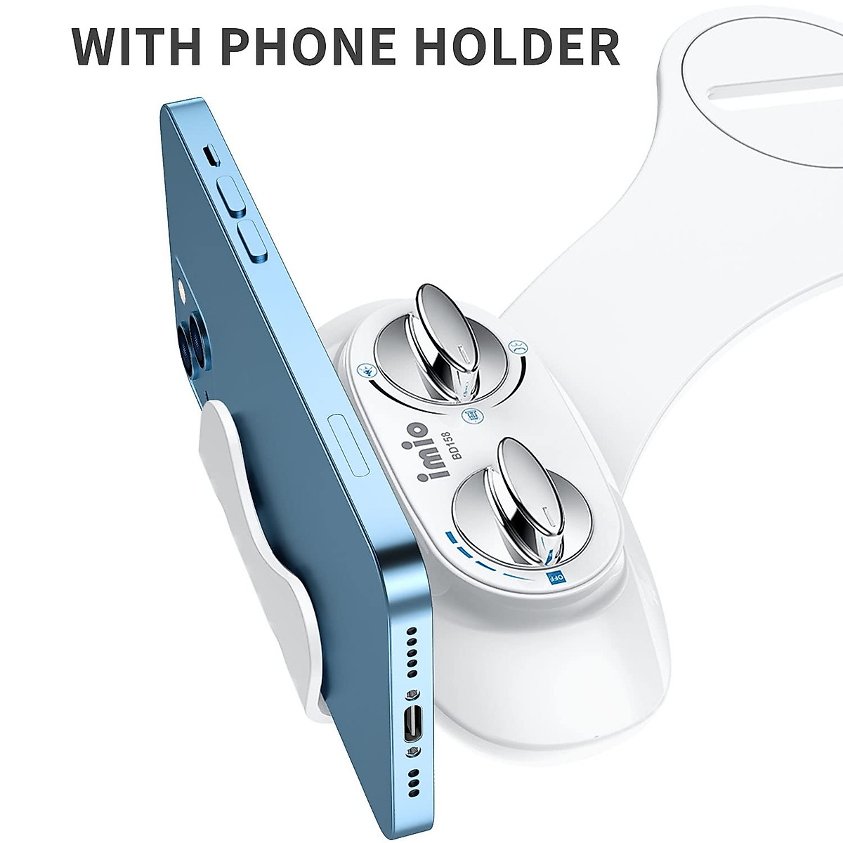 imio BD158 Non-Electric Bidet Attachment Adjustable Water Pressure and Self Cleaning Nozzle