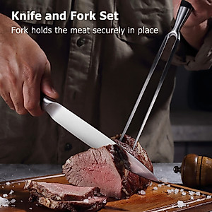 PAUDIN 12 Inch Slicing Knife and Carving Knife Set, German Steel, Full Tang G10 Handle