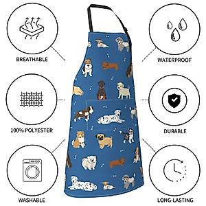 Cute Dog Grooming Apron with 2 Pockets Waterproof Dog Apron Chef Aprons Bibs for Women Men Adjustable Neck Stain Resistant