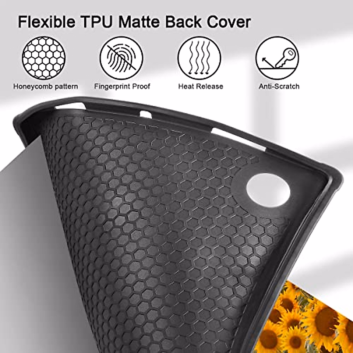 May Chen Case for Samsung Galaxy Tab A8 10.5 Inch 2022 Release, Auto Wake/Sleep Slim PU Lightweight Trifold Stand Folio Cover for Samsung Galaxy Tab A8 Tablet [SM-X200/X205/X207], Sunflower