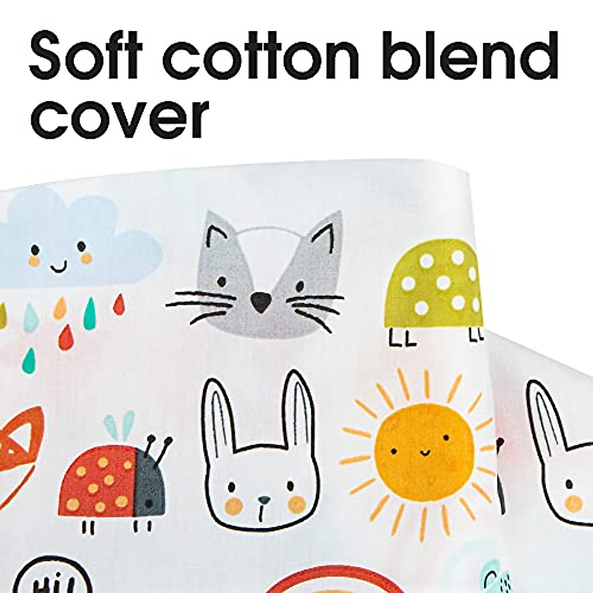 Boppy Nursing Pillow Cover Colorful Animals and Rainbows Cotton Blend Fabric Fits Boppy Bare Naked Original and Luxe Breastfeeding Pillow Awake Time Only