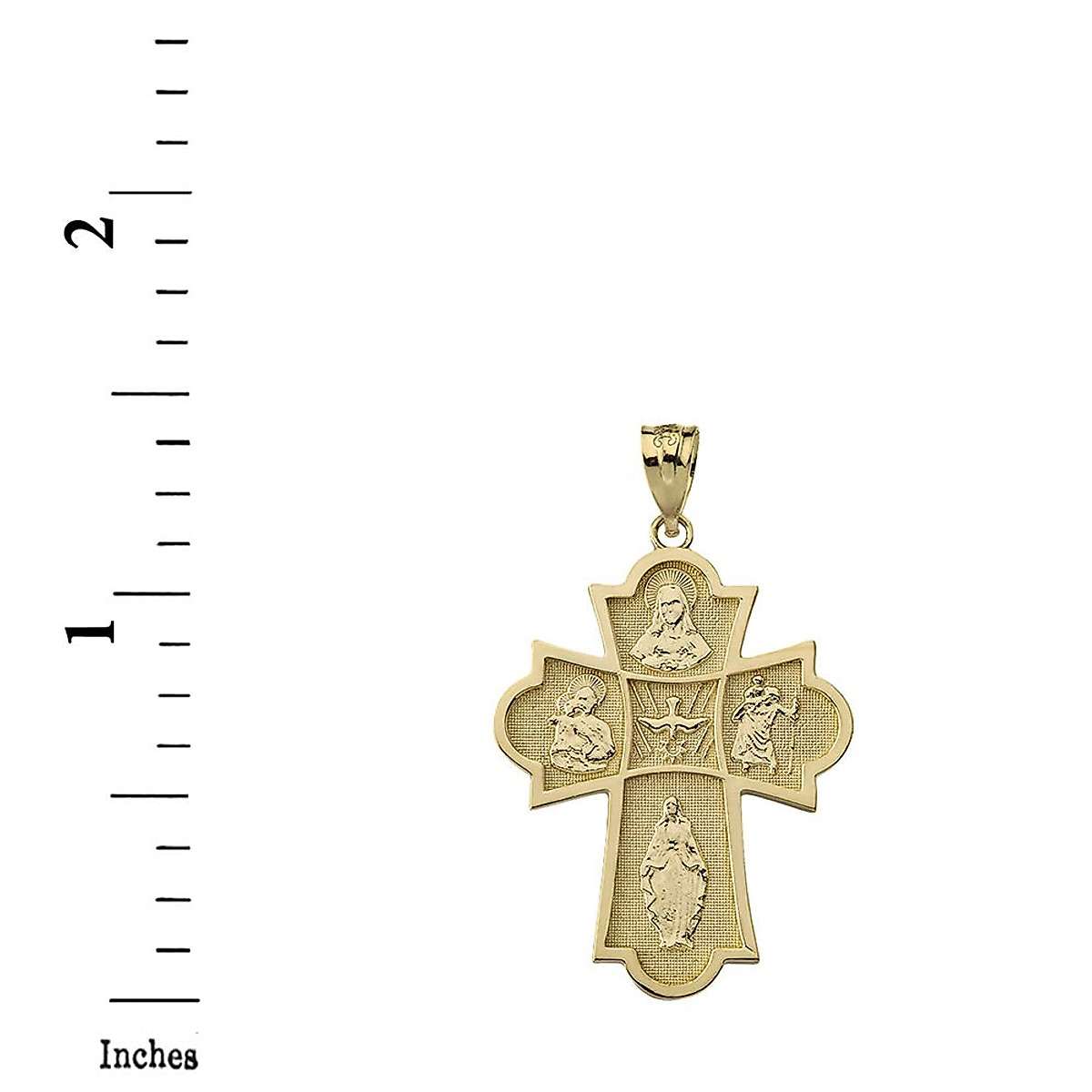 Solid 10k Yellow Gold Holy Spirit 4-Way Cross Medal Pendant
