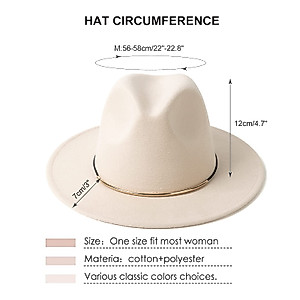 HUDANHUWEI Womens Fedora Hats with Belt Buckle Wide Brim Panama Fedora Cap A-Abeige