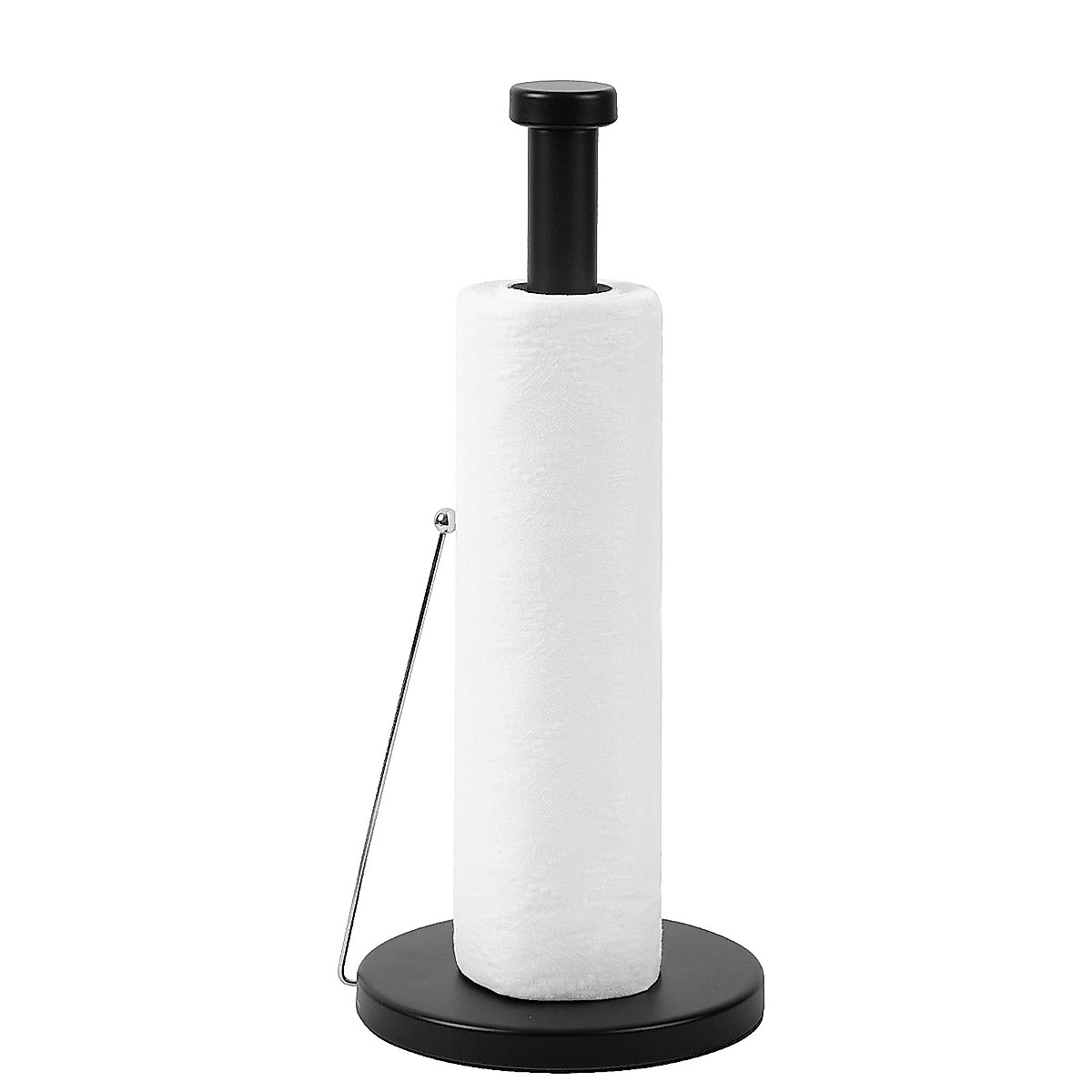Paper Towel Holder, Countertop Stainless Steel Paper Towels Tabletop Standing with Steel Arm for Kitchen Dinning Room - Black