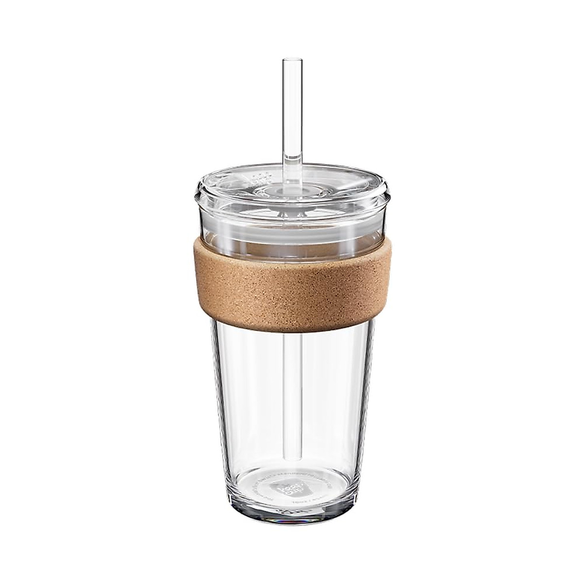 KeepCup Cold Cup - Brew Cork Tempered Glass Ice Coffee Tumbler with Recovered Cork Band, Lid and Straw - 16oz (454ml)