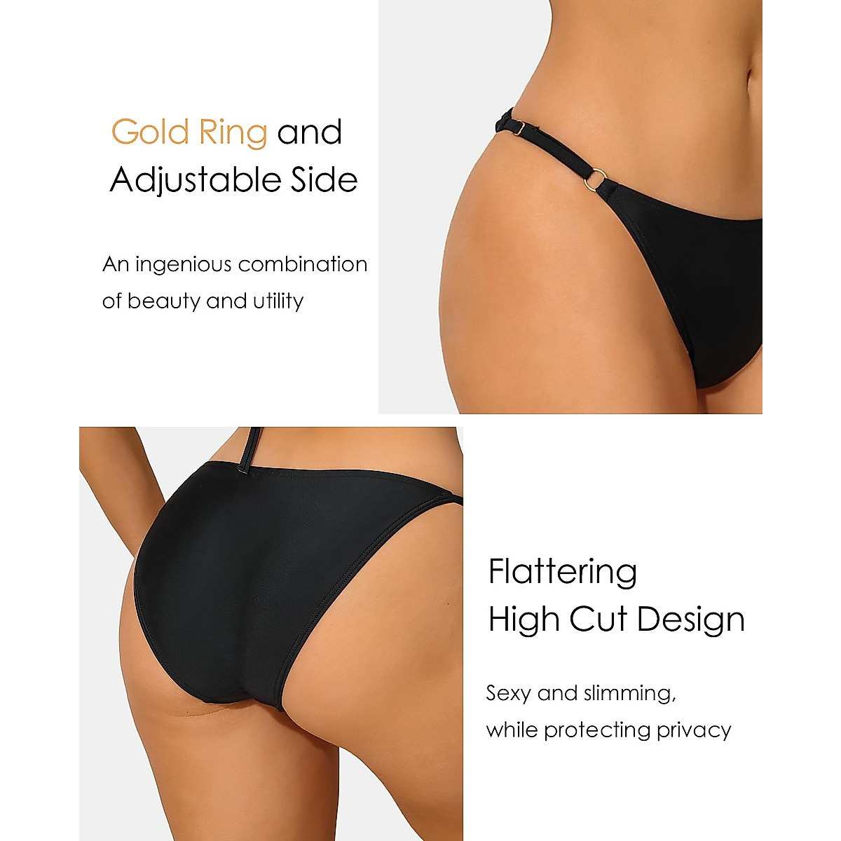 beautyin Swim Bottoms for Women O Ring Low Waisted Sexy Bikini Bottom Swimwear