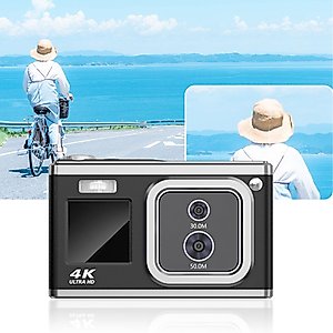 4K Digital Camera, C22 HD Dual Camera & Dual Screen Point and Shoot Camera 16X Zoom, 50MP+30MP Auto Focus Anti Shake Video Camera, Built in Flash, Selfie Preview, Multi Filters