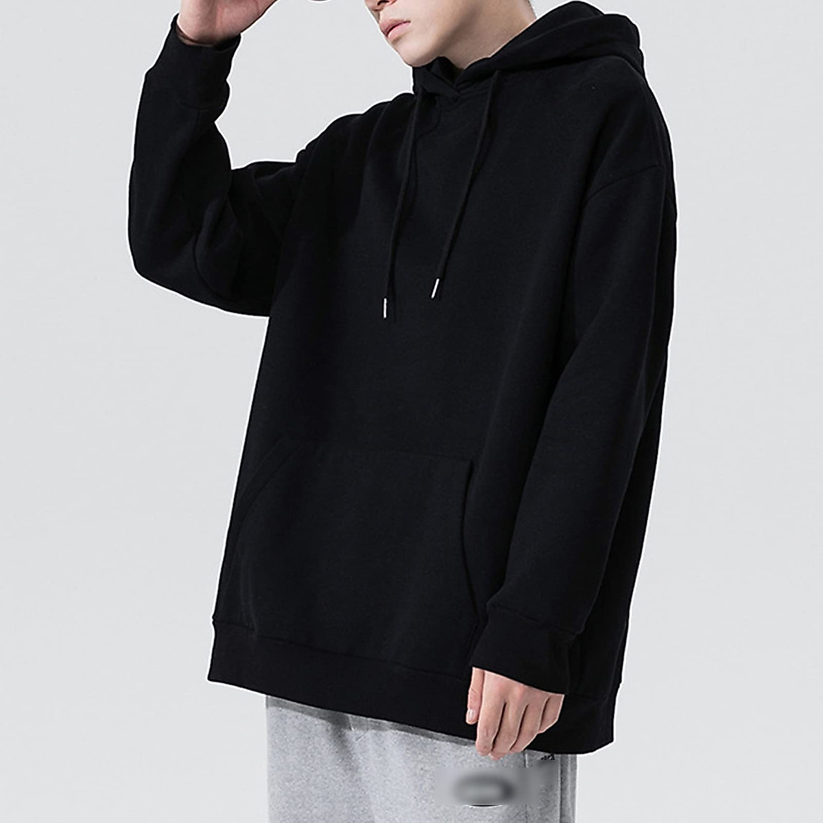 Maiyifu-GJ Men's Solid Loose Fit Pullover Hoodies Casual Athletic Hooded Sweatshirts Long Sleeve Hoodie with Kanga Pocket (Black,5X-Large)