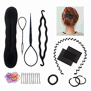 Mannequin Head with 100% Real Hair, TopDirect 18" Brown Real Hair Cosmetology Manikin Head Hair Styling Hairdressing Practice Training Doll Heads with Clamp Holder and Tools
