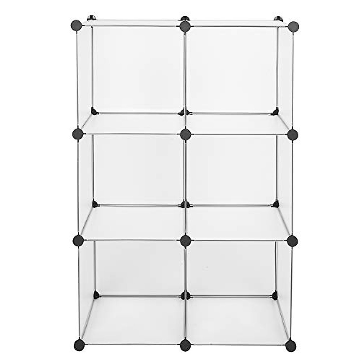 6 Storage Cube 13.8" x 13.8" Cube Organizer DIY Plastic Cube Storage Shelves Cabinet Cubby Shelving Bookshelf Clothes Dresser Closet Storage Playroom Cube Toy Organizer Cabinet (6-Cube, White)