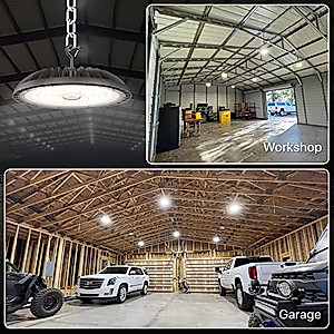 DEMILARE 2 Pack Led High Bay Light 150W, 5000K 22500 lm High Bay Led Shop Lights, IP65 Waterproof UFO High Bay Light 120-277V, Commercail Lighting for Warehouse, Workshop, Garage, Barn