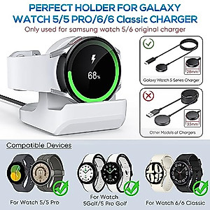 Stand for Samsung Galaxy Watch 7 40,44mm /Watch Ultra/Watch 6 Classic/Watch 5/Watch 5 Pro Charger,Non-Slip Silicone Charger Dock Accessories Support Charging Holder -White, Charger Cable Not Included