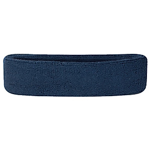 Suddora Workout Headband for Men and Women, Moisture-Wicking Athletic Sweatband, Lightweight Cotton Terry Cloth Bands for Basketball, Tennis, Football, Gym, Running, Cosplay & Costumes (Navy)