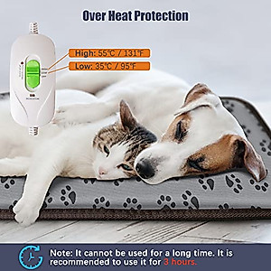 Pet Heating Pad,Adjustable Temperature Dog Cat Heating Pad,Waterproof Indoor Pet Heating Pads for Cats Dogs with Chew Resistant Cord,Electric Pads for Dogs Cats, Pet Heated Mat(Grey Footprints)