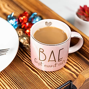 Aunt Gifts from Niece, Nephew - BAE Best Aunt Ever - Funny Gift for Aunts - Best Aunt Ever Gifts for Birthday, Christmas - Great Auntie Gifts - Cute Favorite Aunt Mug, Ceramic 11.5oz Coffee Cup