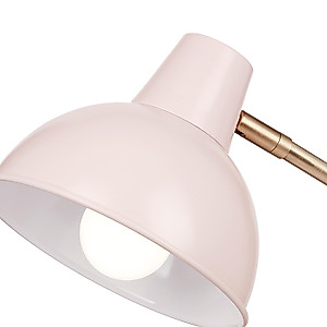 Globe Electric 67339 16" Desk Lamp, Matte Rose, Matte Gold Arm, Clear Cord, in-Line On/Off Switch, Home Décor, Lamp for Bedroom, Home Office Accessories, Desk Lamps for Home Office, Desk Light