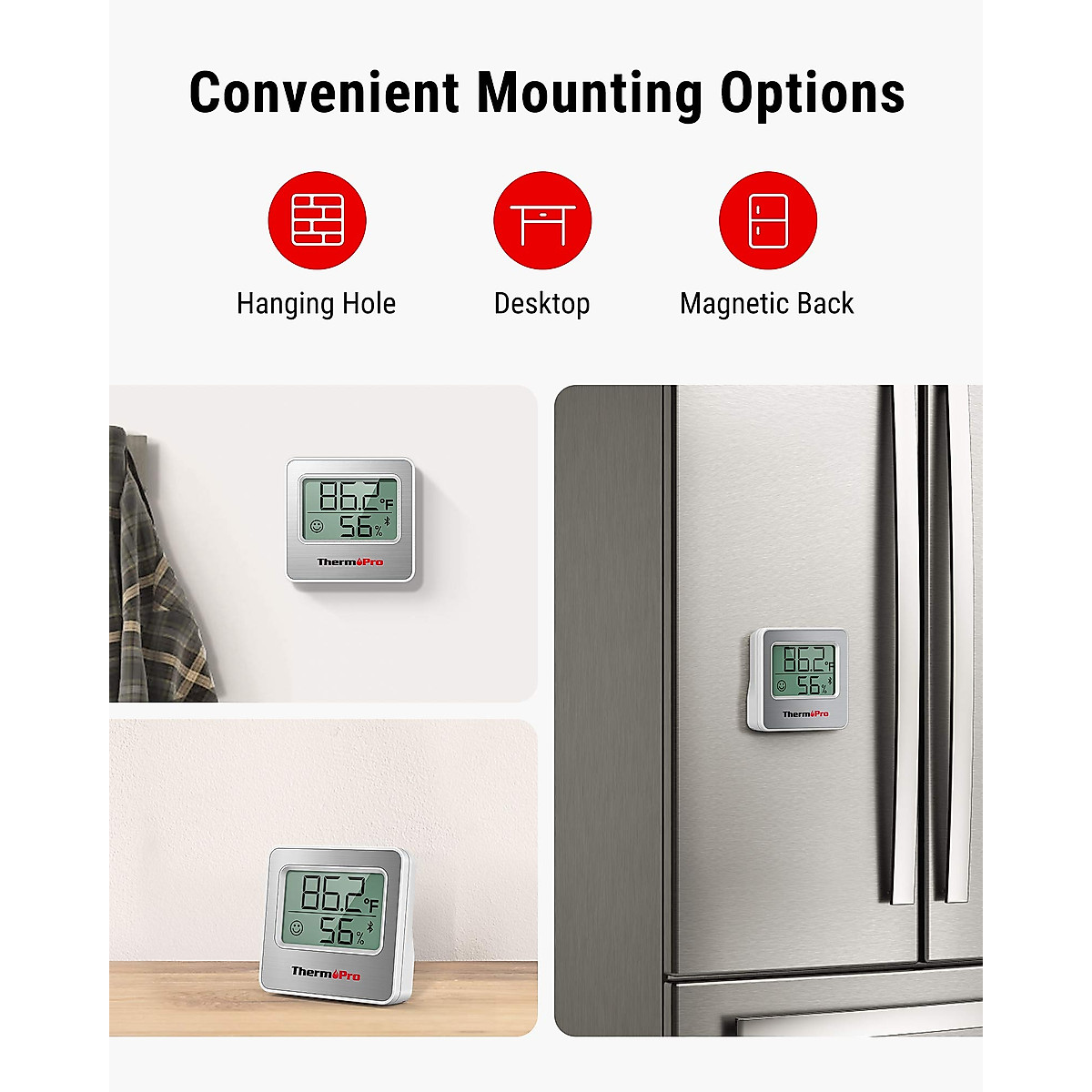 ThermoPro TP357 Digital Hygrometer Indoor Thermometer of 260FT, Bluetooth Humidity Meter with Smart App, Room Humidity Gauge with Humidity Sensor