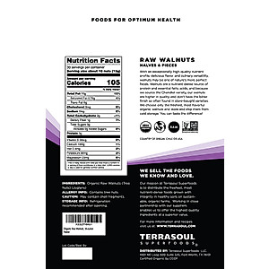 Terrasoul Superfoods Organic Raw Walnuts, 2 Lbs (2 Pack) - Chandler Variety | Fresh | Light Color