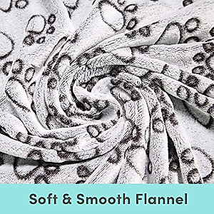 Stuffed Premium Soft Dog Blanket, with Flannel Grey Cute Paw Print, 40 * 32 inches