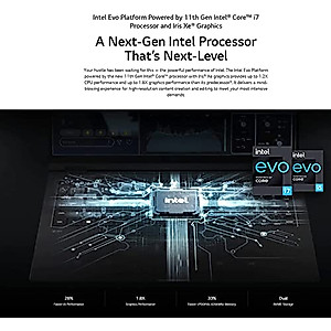 LG gram 16'' 2-in-1 Ultra-Lightweight Laptop, QHD IPS (2560 x 1600)16:10 TouchDisplay, 21 hr BatteryLife, Intel Evo Core i7-1165G7, Wi-Fi6, Thunderbolt4, Stylus Pen, Win 11 (16GB RAM | 512GB PCIe SSD)