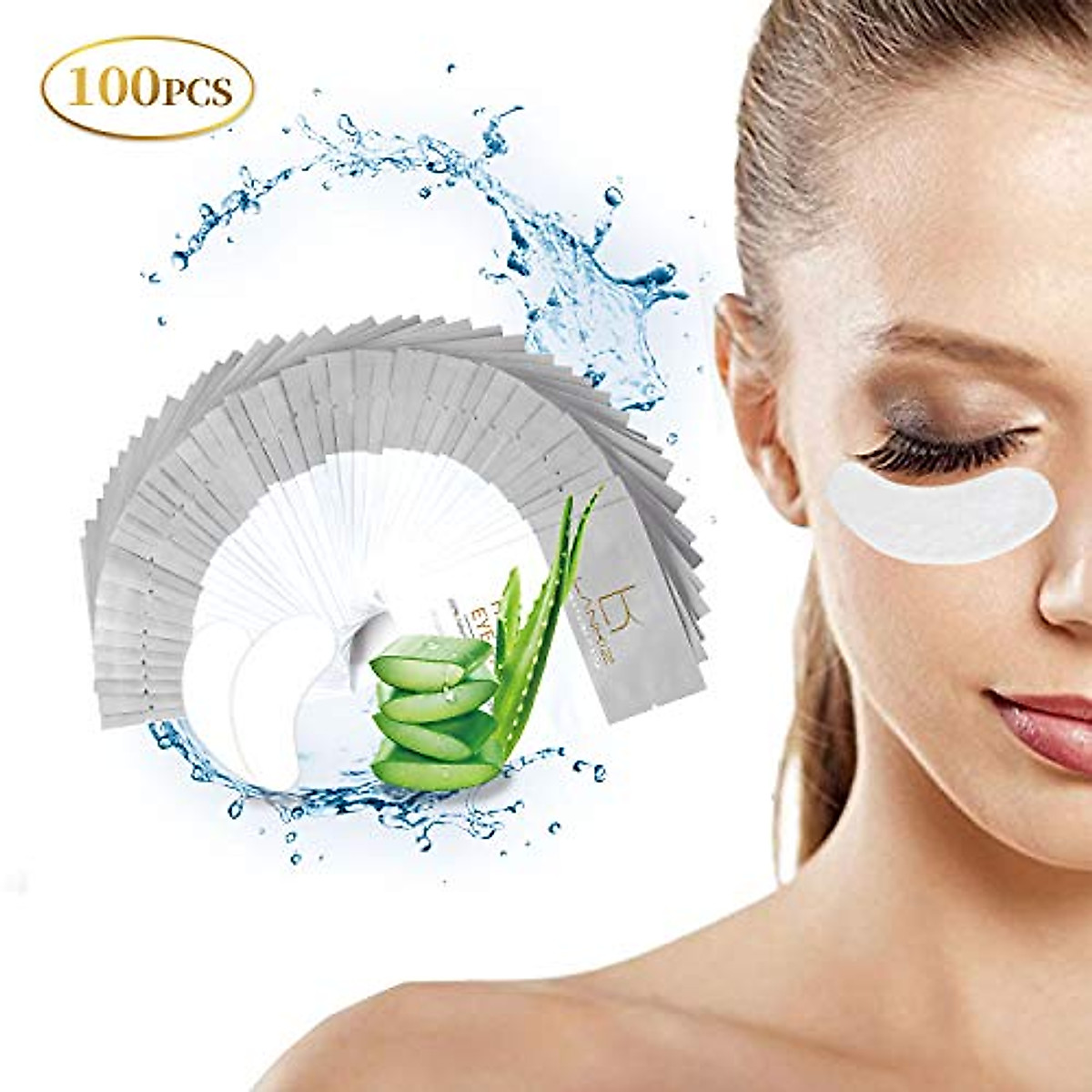 LANKIZ Eye Pads for Lash Extensions Under Eye Gel Pads for Eyelash Extensions Lint Free Hydrogel Eye Patches Eyelash Extension Supplies 100 pairs