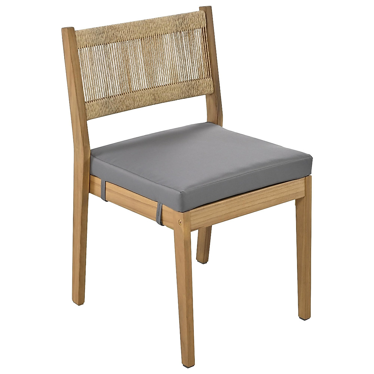 Merax Acacia Wood Outdoor Dining Set for 4,Waterproof Patio Furniture with 1 Table and 4 Chairs,and Thick Cushions for Balcony, Vourtyard, and Garden, Gray