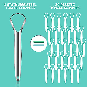 Tongue Scraper,Medical Grade Tounge Scraper Cleaner,Stainless Steel 100% BPA Free Metal Tongue Scrapers,Fights Bad Breath,Great For Oral Hygiene,Tongue Cleaners For Adults And Kids(Pack Of 2)