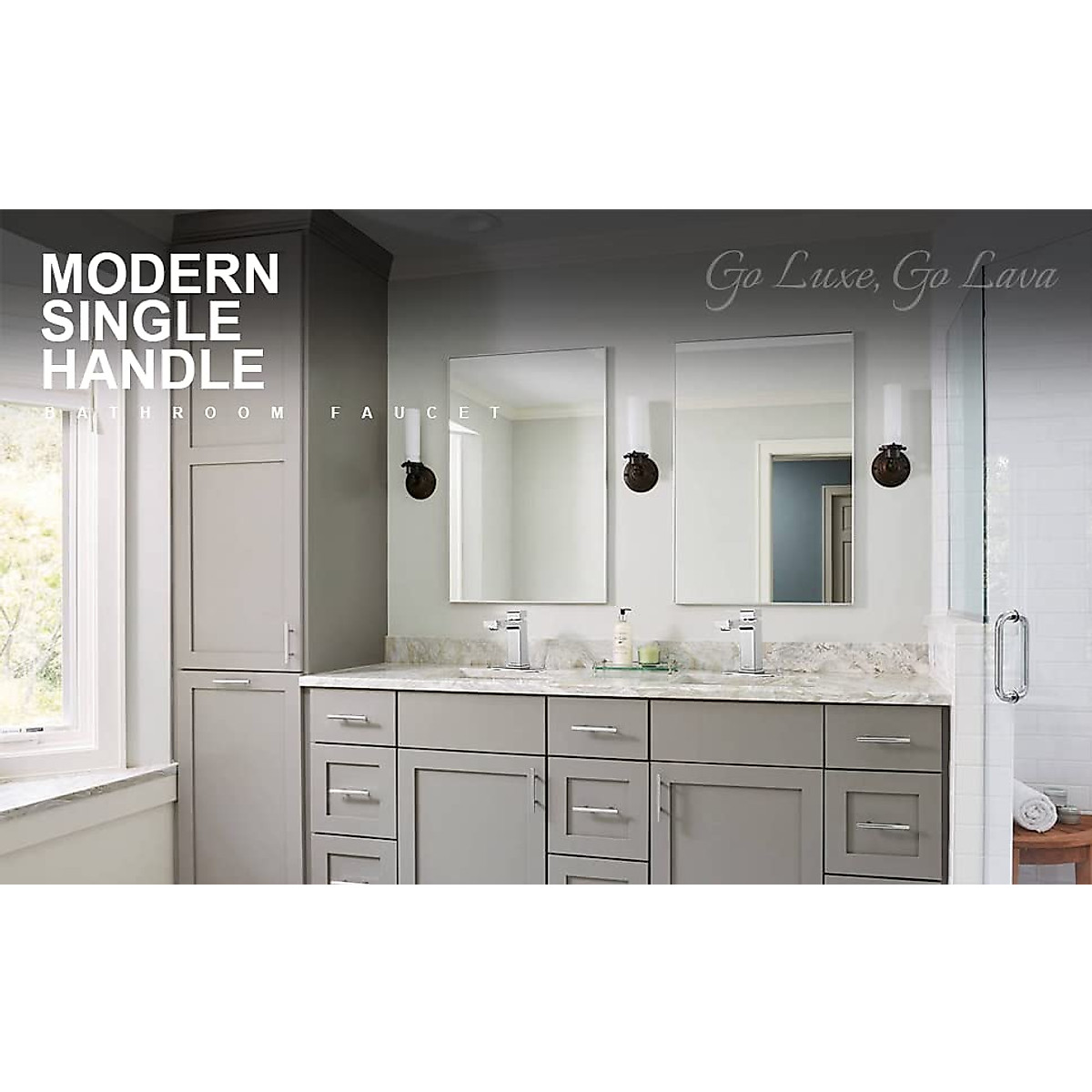 Chrome Bathroom Faucet Single Hole, Lava Odoro Modern Bathroom Sink Faucet Single Handle Vanity Faucet with Pop up Drain Assembly, Deck Plate Included, BF307-C