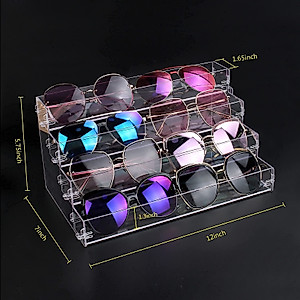 BVANQ 4 Tier Sunglasses Organizer Acrylic Sunglass Holder Nail Polish Organizer Countertop Stand Display No Pungent Acrylic Glue Assembly
