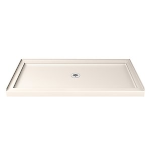 DreamLine SlimLine 34 in. D x 54 in. W x 2 3/4 in. H Center Drain Single Threshold Shower Base in Biscuit, DLT-1134540-22