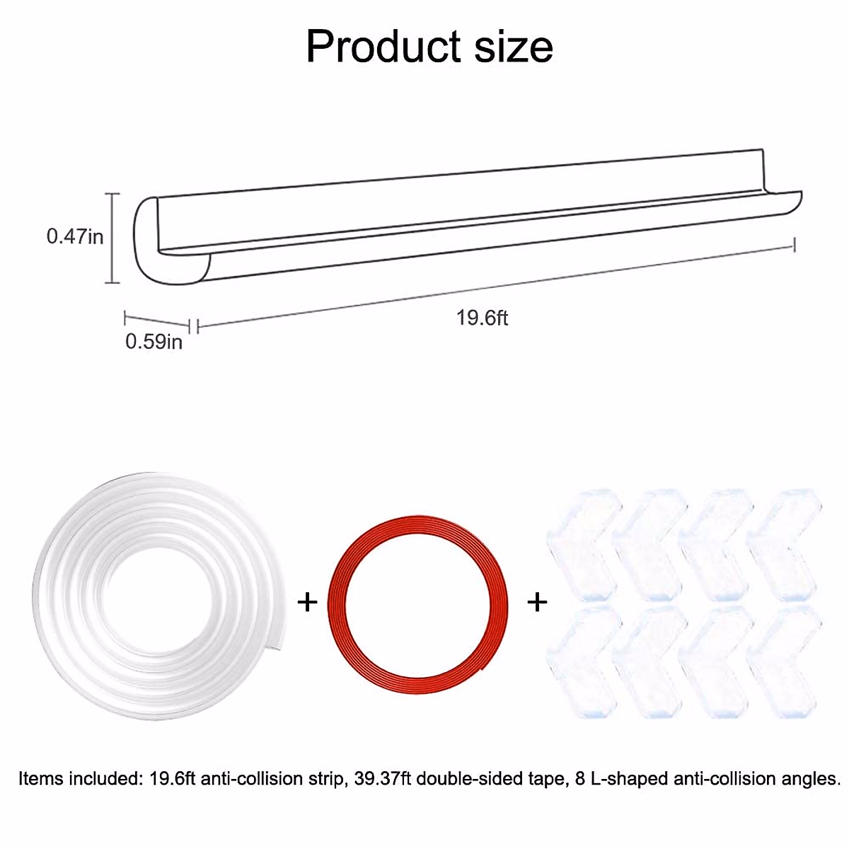 Baby proofing Corner Guards,Clear Edge Protector Strip with Upgraded Pre-Taped Strong Adhesive,for Sharp Corners of Cabinets, Tables, Drawers (19.6ft Edge + 8 Corners)