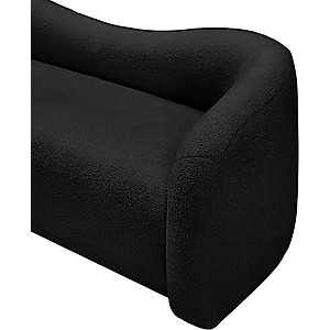 Meridian Furniture 186Black-S Kali Collection Modern | Contemporary Sofa with Soft Black Faux Shearling Teddy Fabric, Curved Back, 86" W x 33" D x 27" H, Black