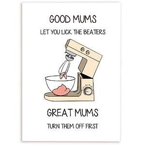 HEALSLA Funny Mothers Day Card, First Mother's Day Gifts for Wife Mom from Daughter Son, Lick The Beaters Great Mums Turn Them Off First, Birthday Gifts for Mom from Husband with Envelope