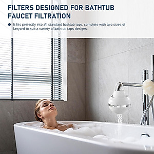 Varycony Bath Ball Water Filter, Bathtub Filter for Tub Faucet, Removes Hundreds of Contaminants, Purify Your Bathwater for Healthier Skin and Hair, BPA Free -White